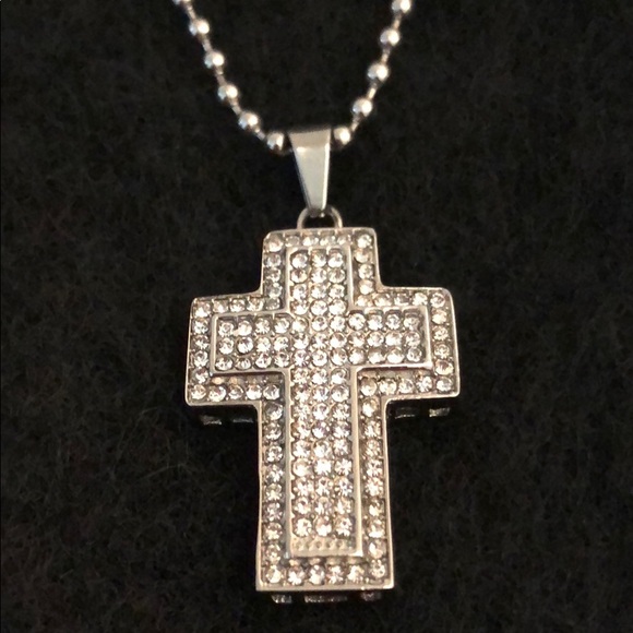 Jewelry | Rhinestone Cross In Silver | Poshmark